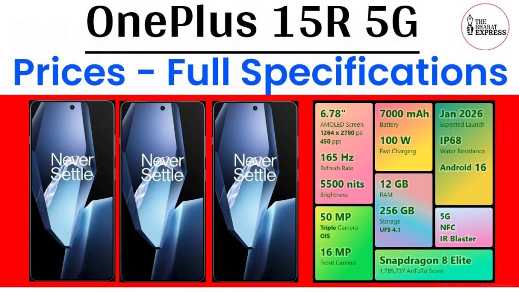 OnePlus 15R 5G Launch in India: Price ₹44,990, Full Specifications ...